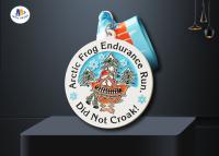 China Custom Race Medals Spray White with Sublimated Ribbon 76.2mm Zinc Alloy for sale