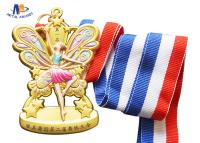 China Butterfly Shape 76.2mm Dancing Event Medals Zinc Alloy Shiny Gold Plating for sale