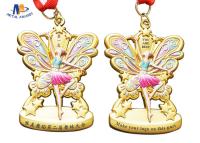 China Butterfly Shape 76.2mm Dancing Event Medals Zinc Alloy Shiny Gold Plating for sale