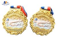 China Custom 65mm Zinc Alloy Sports Award Medals with Colorful Printing Ribbon for sale
