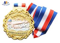 China Custom 65mm Zinc Alloy Sports Award Medals with Colorful Printing Ribbon for sale