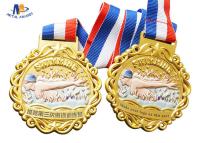 China Custom 65mm Zinc Alloy Sports Award Medals with Colorful Printing Ribbon for sale