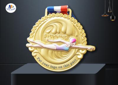 China Zinc Alloy Swimming Medals 70mm 3mm Three Dimensional Imitation Gold Plating for sale