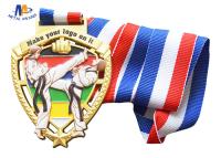 China 76.2mm Peltate Stock Medals for Taekwondo Tournament Zinc Alloy Shiny Gold for sale