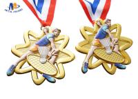 China 65mm Badminton Sports Cut Out Medals with Colorful Printing Ribbon for sale