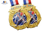 China Zinc Alloy 76.2mm Sports Medals for Basketball Events Shiny Gold Plating 3.5mm Thick for sale