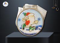 China Custom 70mm x 3mm Die Cast Zinc Alloy Santa Claus Christmas Medal with Enamel and Ribbon for sale
