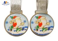 China Custom 70mm x 3mm Die Cast Zinc Alloy Santa Claus Christmas Medal with Enamel and Ribbon for sale
