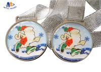 China Custom 70mm x 3mm Die Cast Zinc Alloy Santa Claus Christmas Medal with Enamel and Ribbon for sale