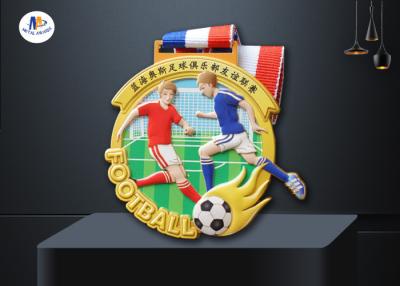 China Imitation Gold Plating 65mm Football Stock Medals with 3D UV Printing for sale