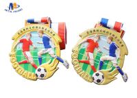 China Imitation Gold Plating 65mm Football Stock Medals with 3D UV Printing for sale