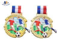 China Imitation Gold Plating 65mm Football Stock Medals with 3D UV Printing for sale