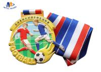 China Imitation Gold Plating 65mm Football Stock Medals with 3D UV Printing for sale
