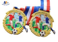 China Imitation Gold Plating 65mm Football Stock Medals with 3D UV Printing for sale