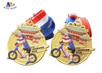 China 65mm 3mm Zinc Alloy Children Balance Bike Medals with Ribbon Custom for sale