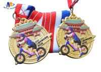 China 65mm 3mm Zinc Alloy Children Balance Bike Medals with Ribbon Custom for sale