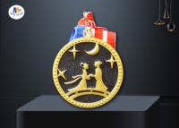 China Custom 70mm x 3mm Die Cast Zinc Alloy Medal with Soft Enamel and Ribbon for Valentine's Day for sale