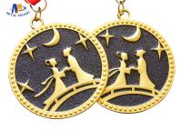 China Custom 70mm x 3mm Die Cast Zinc Alloy Medal with Soft Enamel and Ribbon for Valentine's Day for sale