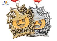 China Custom Halloween Medal Antique Brass Silver with Woven Ribbon 50mm Zinc Alloy for sale