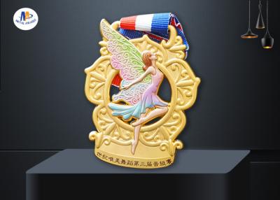 China Custom Cut Out Dancing Medal with Colorful Painting Wings 76.2mm Zinc Alloy for sale