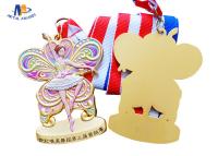 China Custom 70mm Zinc Alloy Dancing Medal 3D Effect Colors Painting with Woven Ribbon for sale