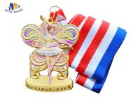 China Custom 70mm Zinc Alloy Dancing Medal 3D Effect Colors Painting with Woven Ribbon for sale