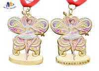 China Custom 70mm Zinc Alloy Dancing Medal 3D Effect Colors Painting with Woven Ribbon for sale
