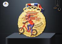 China Custom 65mm Zinc Alloy Children Balance Bike Medals Colorful Painting for sale