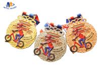 China Custom 65mm Zinc Alloy Children Balance Bike Medals Colorful Painting for sale