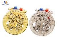 China Soft Enamel Zinc Alloy Taekwondo Medal 76.2mm x 3.5mm Shiny Gold for sale