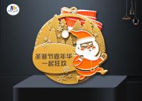 China Custom 70mm x 3mm Zinc Alloy Christmas Santa Claus Stock Medal with Soft Enamel for sale