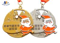 China Custom 70mm x 3mm Zinc Alloy Christmas Santa Claus Stock Medal with Soft Enamel for sale