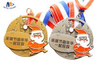 China Custom 70mm x 3mm Zinc Alloy Christmas Santa Claus Stock Medal with Soft Enamel for sale