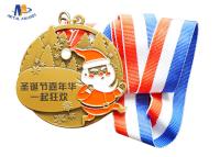 China Custom 70mm x 3mm Zinc Alloy Christmas Santa Claus Stock Medal with Soft Enamel for sale