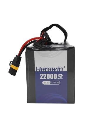China Herewin 14S 22000mAh 53.2V Soft Pack UAV Drone Battery LFP LIPO Agricultural Battery for sale