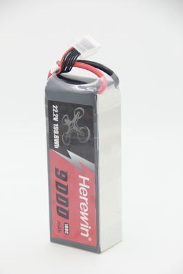 China Herewin 6S 22.2V 9000mAh 100C FPV Drone Battery High Rate LiPo 725g for sale