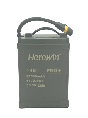 China Herewin 14S1P Pro+ 22000mAh 25C Discharge Sprayer UAV Battery 53.2V Aluminum Alloy Shell for sale