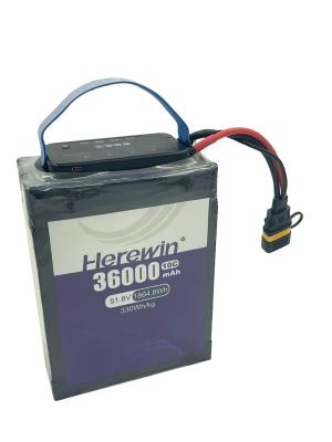 China Herewin 14S1P 51.8V 36Ah 5C Smart Soft Pouch Drone Battery for Agriculture Spray 36000mAh for sale