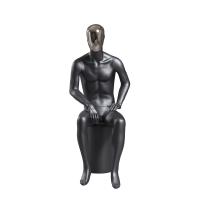 China Sitting Posture Male Black Full Body Mannequin Silver Plated Facial Model for sale