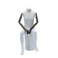China Full Body Male Mannequin Sitting Down With Half Wrapped Cloth And Wooden Arms for sale