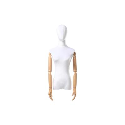 China Natural Velvet Half Female Mannequin 37cm Shoulder With Wooden Arms for sale