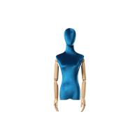China Natural Velvet Half Female Mannequin 37cm Shoulder With Wooden Arms for sale