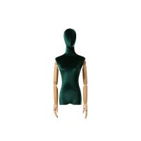 China Natural Velvet Half Female Mannequin 37cm Shoulder With Wooden Arms for sale