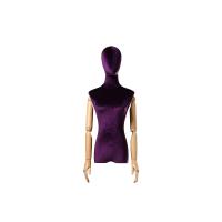 China Natural Velvet Half Female Mannequin 37cm Shoulder With Wooden Arms for sale