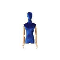 China Natural Velvet Half Female Mannequin 37cm Shoulder With Wooden Arms for sale
