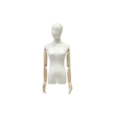 China Linen Wrapped Mannequin Female Half Body 62CM Waist For Fashion Exhibitions for sale