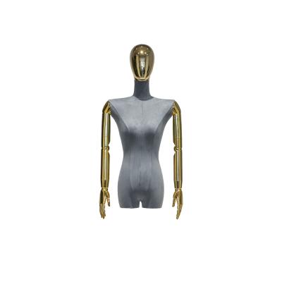 China 80cm Bust Half Body Female Mannequin With Electroplated Head And Arms for sale