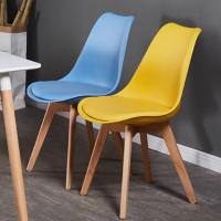 China Wooden Legs Modern Heavy-Duty Plastic Dining Chairs with Soft Cushion Seat Lounge Chair Set for Home Office Kitchen Room for sale