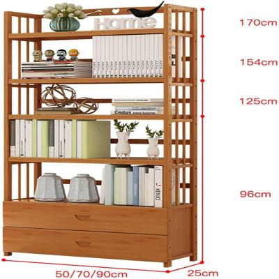 China Customized Logo Living Room Bookshelf with Drawers Wooden Multi-Layer Floor Standing Bookcase Storage Rack for sale