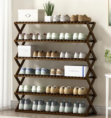 China Modern Multi-layer Folding Flower Shoe Rack Storage Free-Installation Bamboo Pot Stand for Living Room Bedroom Entry Apartment for sale